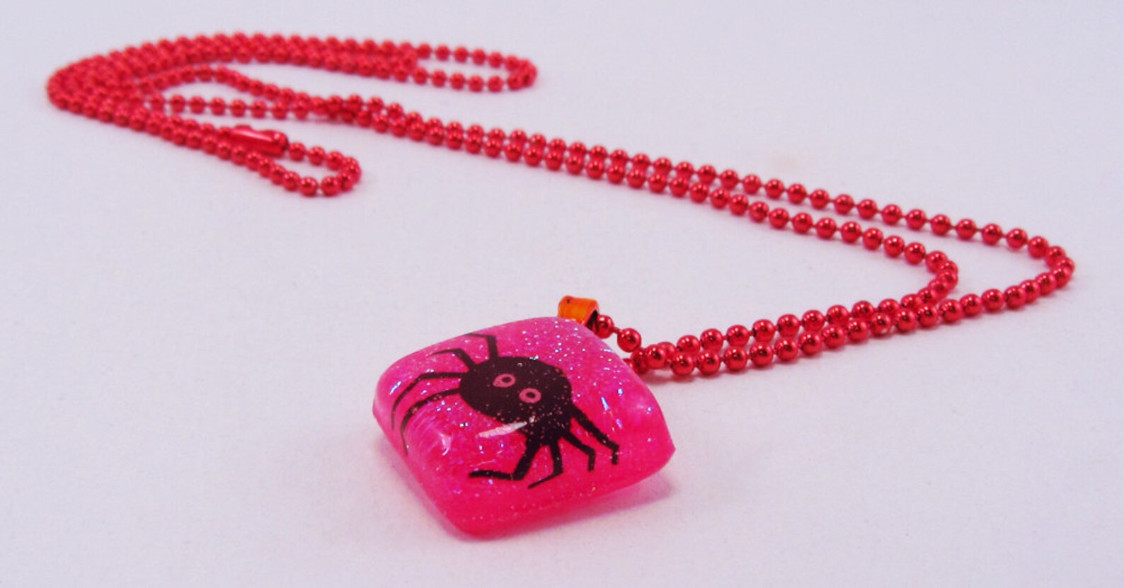 Square Spider Pendant Hot Pink Hot Pink Glitter Anodized - Etsy