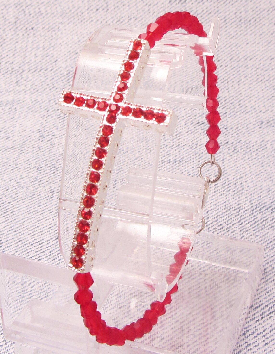 Ruby Red Sideways Cross Rhinestones Czech Glass Ruby Red - Etsy
