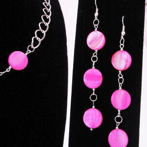 Silver Tone Chain With Hot Pink Shell Beads Necklace and - Etsy