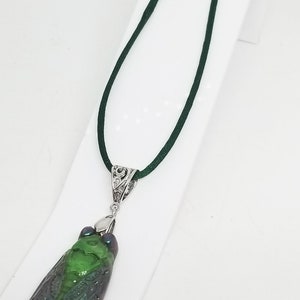 Resin Cicada Purple and Green - Resin Pendant - Satin Cord - Unique ...