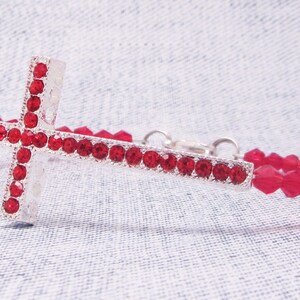 Ruby Red Sideways Cross Rhinestones, Czech Glass Ruby Red, Horizontal ...