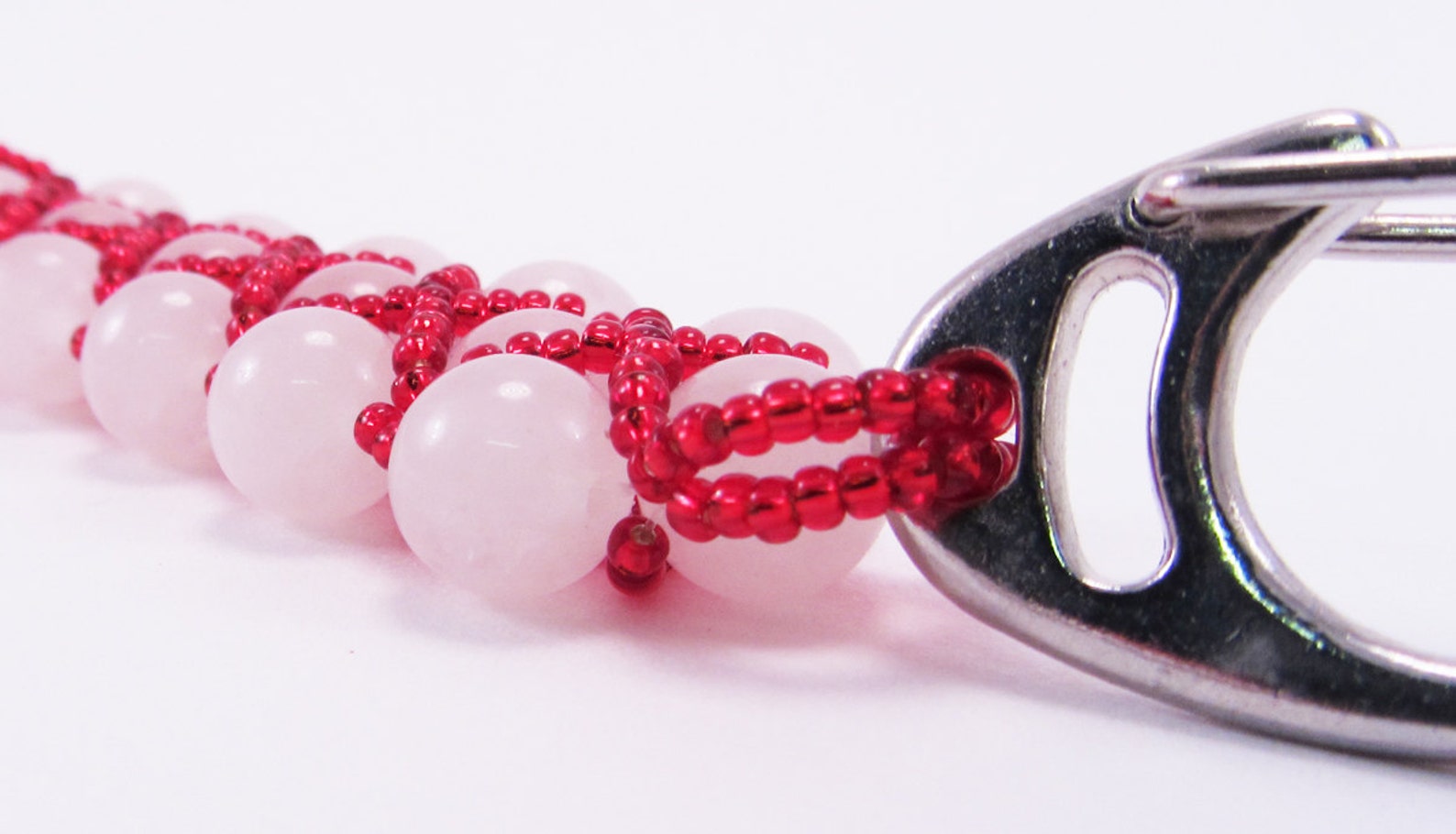 White Jade Gemstone Woven Keychain Unisex Beaded Accessory - Etsy