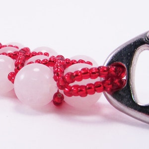 White Jade Gemstone Woven Keychain, Unisex Beaded Accessory, Auto, Shop ...