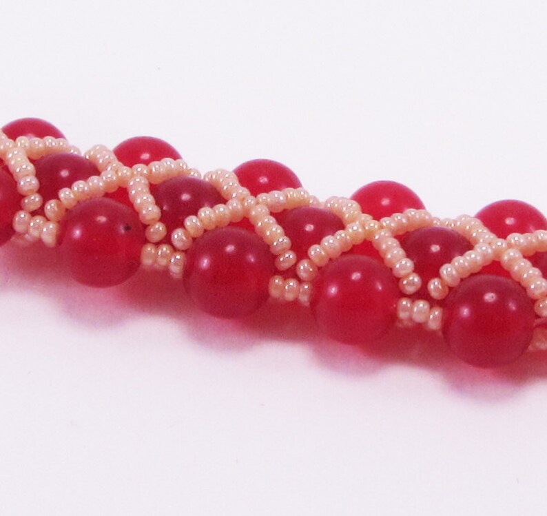 Red Jade Gemstone Woven Keychain, Unisex Beaded Accessory, Auto, Shop ...
