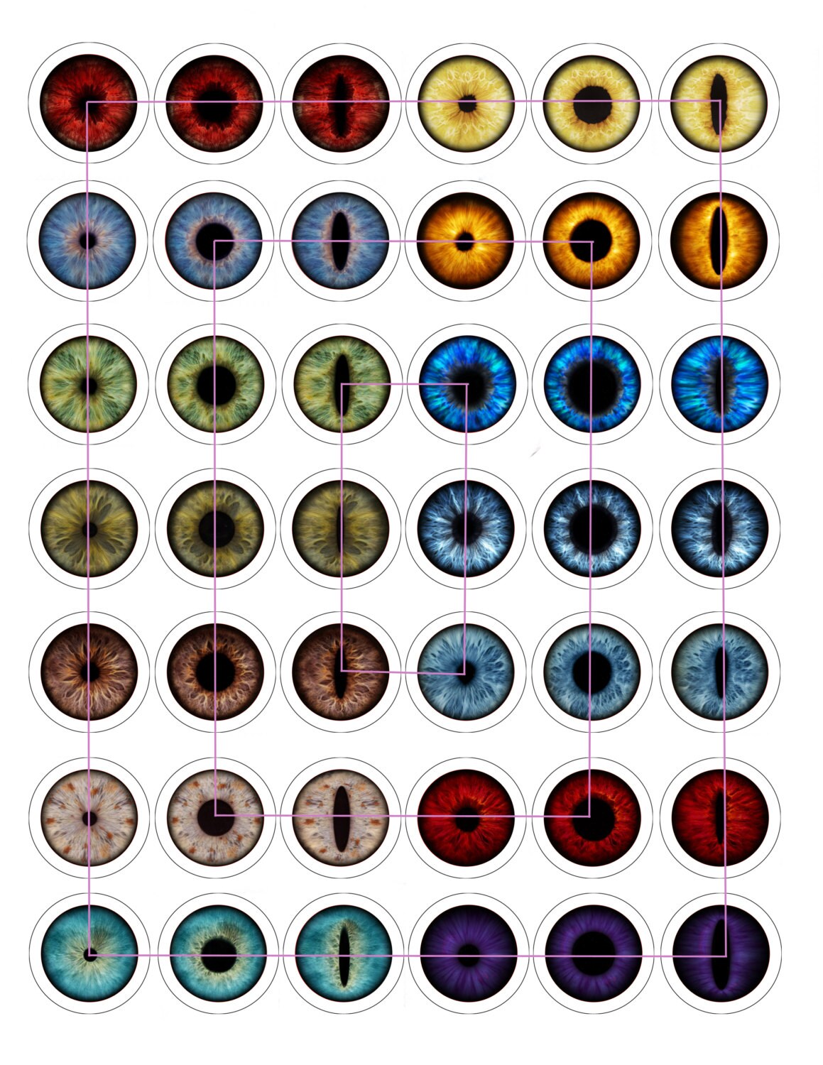 Unique Eyes Digital Collage Sheet, 42 1 Inch Round, 25mm, Glass Tiles ...