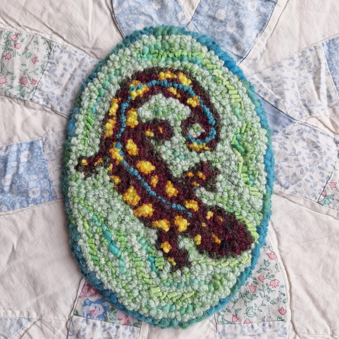 Yellow Spotted Salamander, Wall Art, Traditional Hooked Rug, Prince ...