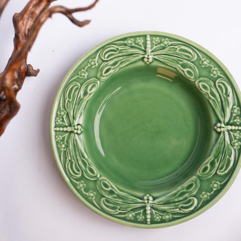 Green majolica style plates - Etsy México