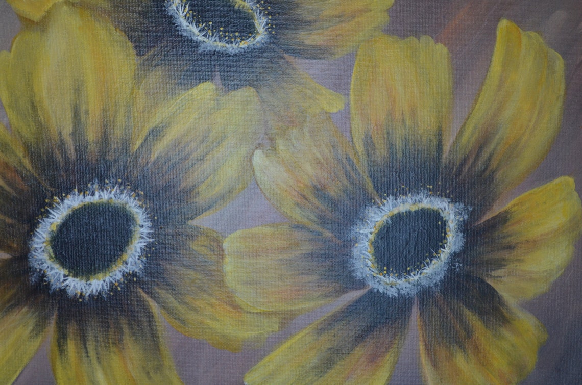 Yellow Flowers Original Acrylic Painting, Artwork/decor for Any Room ...