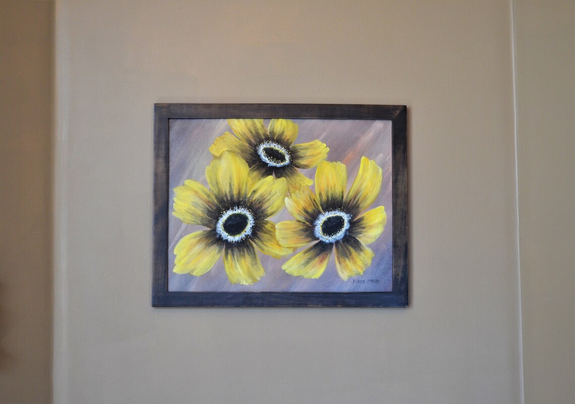 Yellow Flowers Original Acrylic Painting, Artwork/decor for Any Room ...