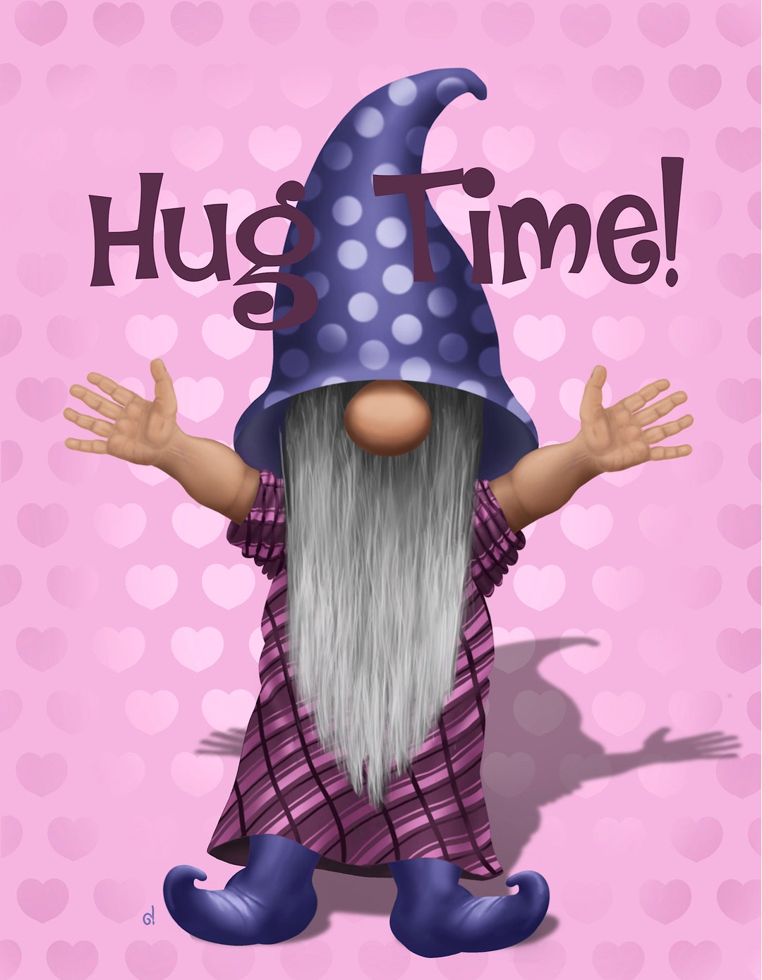Sweetheart Hug Gnomie Digital Illustration - Etsy