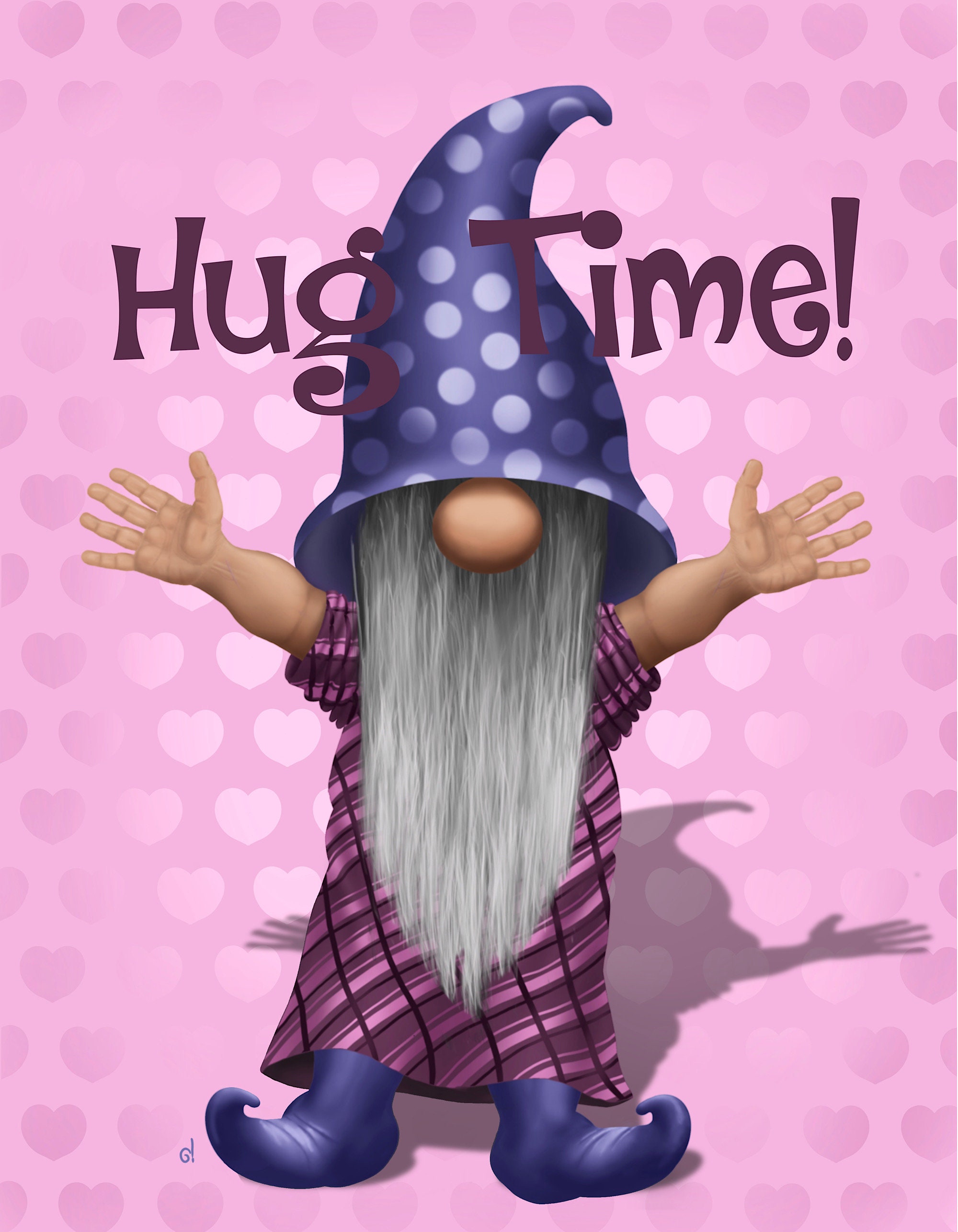 Sweetheart Hug Gnomie Digital Illustration - Etsy