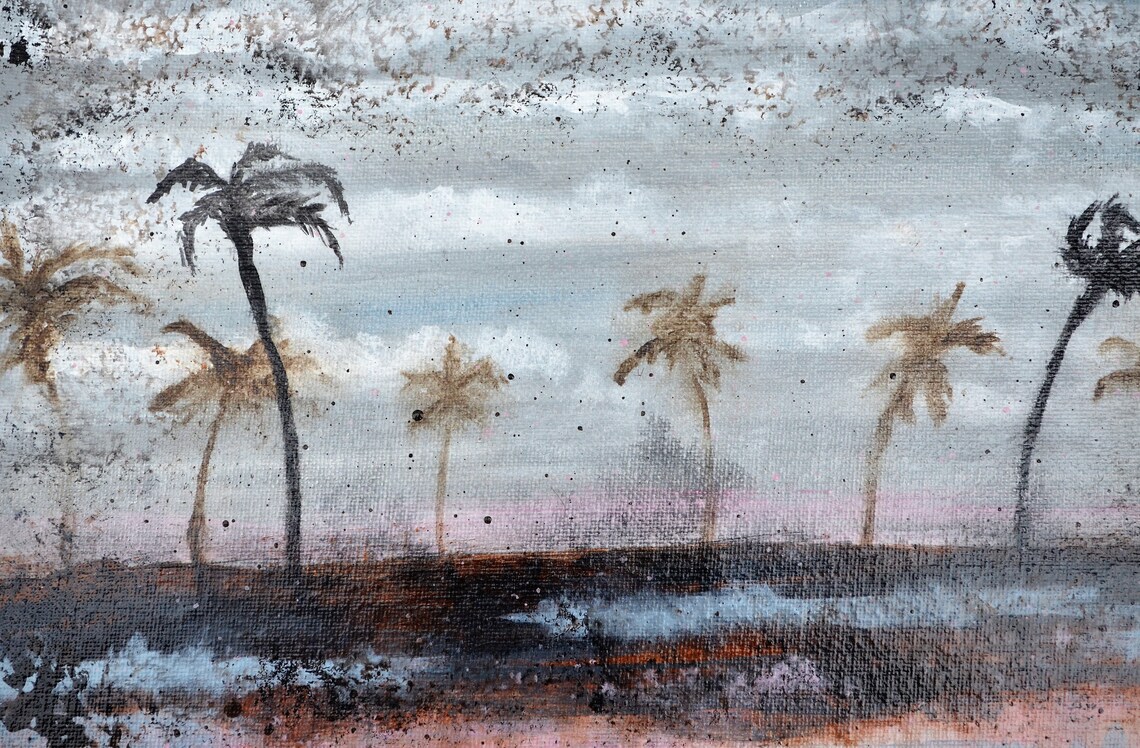 Tropical Storm, Small Original Acrylic Abstract Painting, Beautiful ...