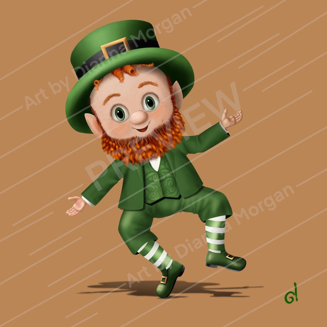Fergus Oflannery the Extra-lucky Leprechaun Digital Illustration Great St. Patricks Day ...
