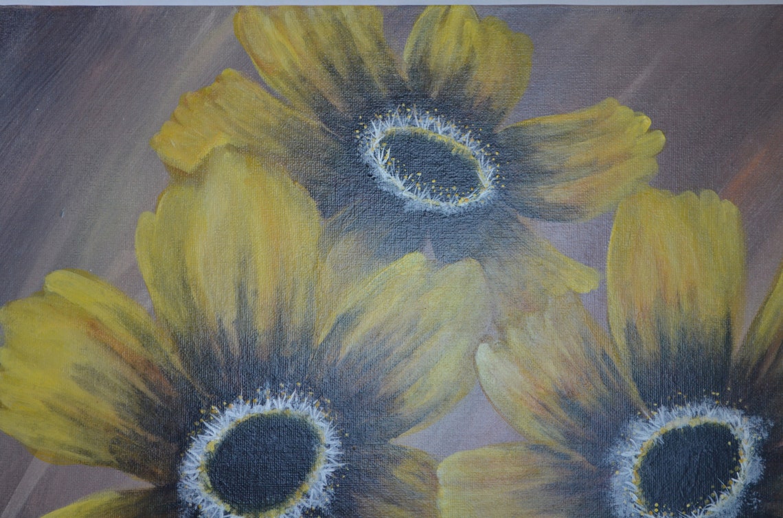 Yellow Flowers Original Acrylic Painting, Artwork/decor for Any Room ...