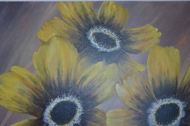 Yellow Flowers Original Acrylic Painting, Artwork/decor for Any Room ...