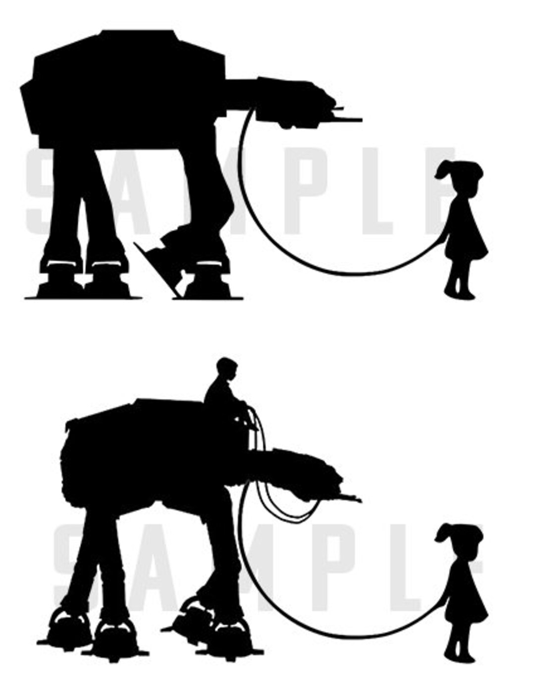 Walking the AT-AT Girl Stencil Multiple File Formats - Etsy