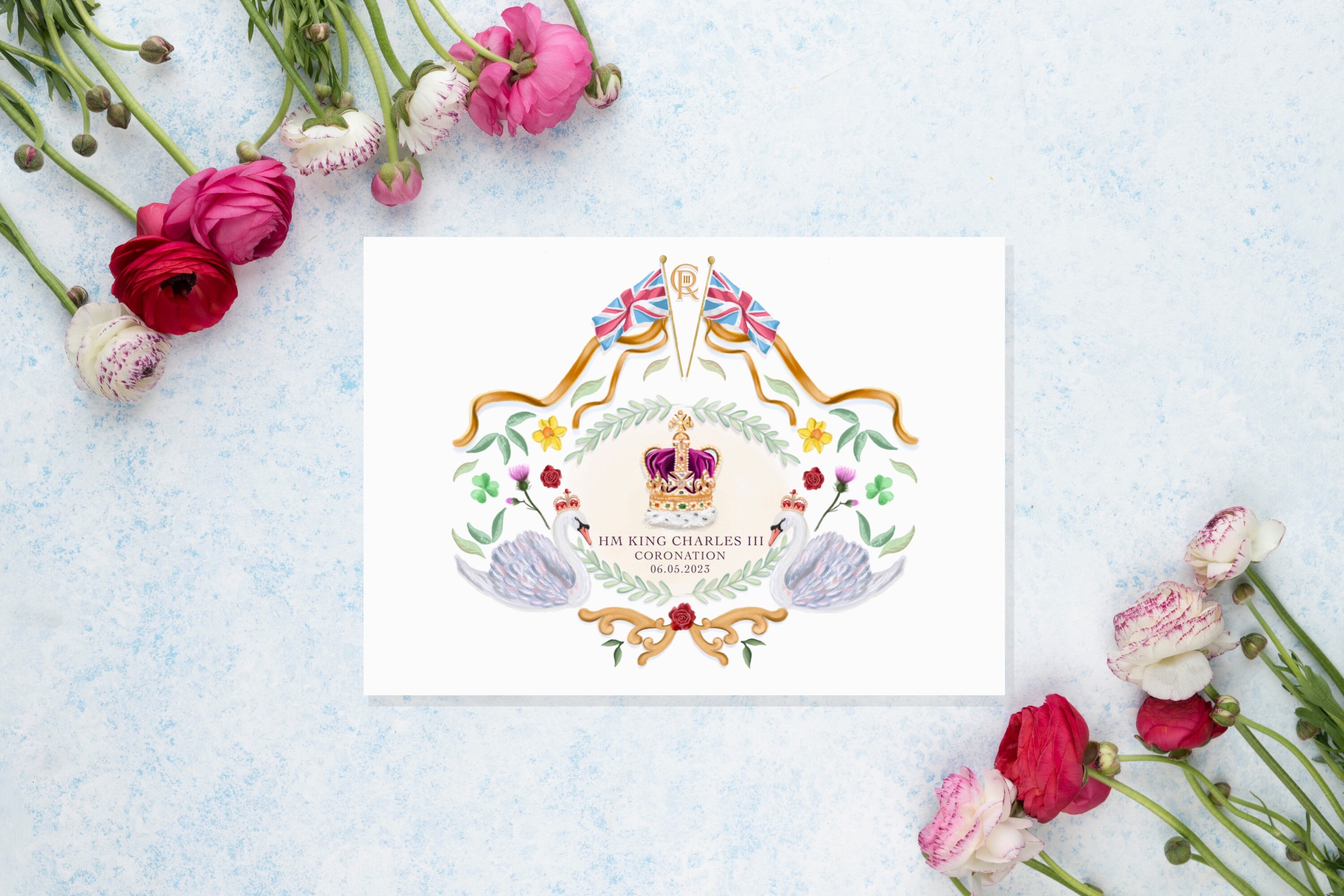 HM King Charles III Coronation Crest/ Greeting Card / Wall Art / Royal ...