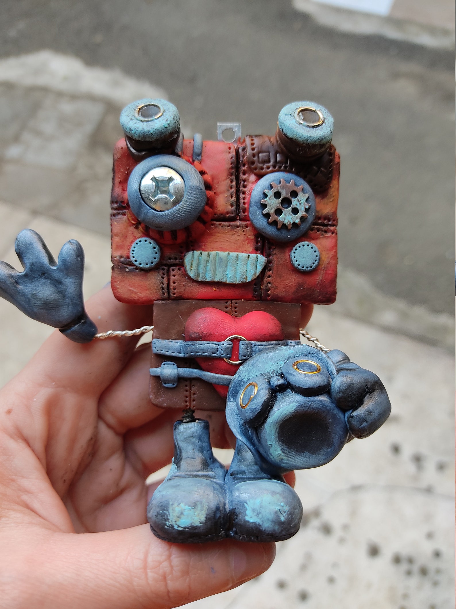 Polymer clay robot figurine steampunk robot sculpture | Etsy