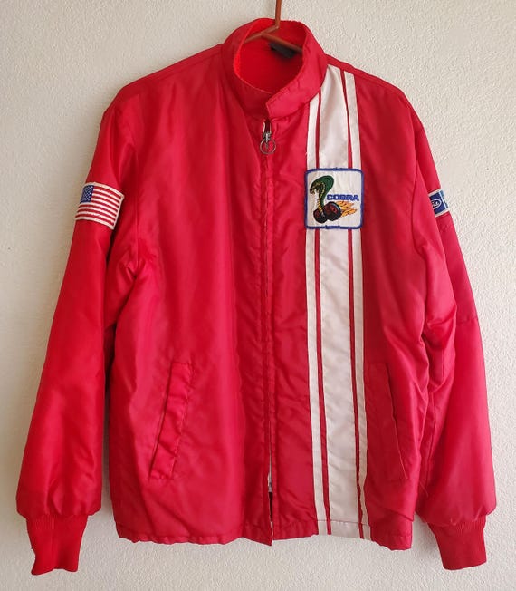 Vintage Ford Cobra Mustang Jacket American Flag Racin… - Gem
