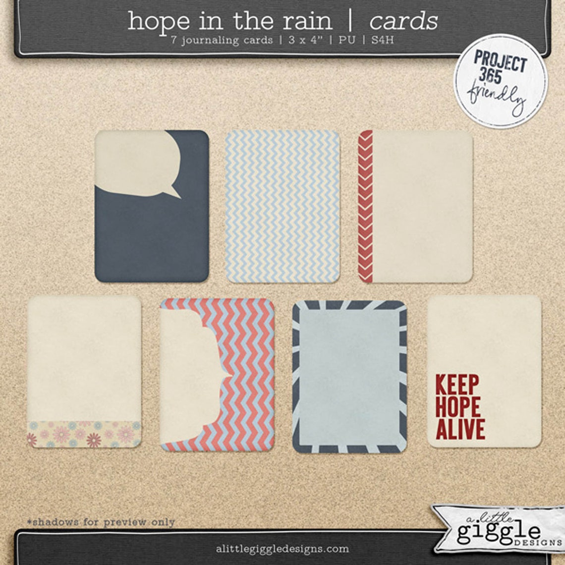 Digital Scrapbook Kit Collection | {hope in the Rain} | 50 Elements ...