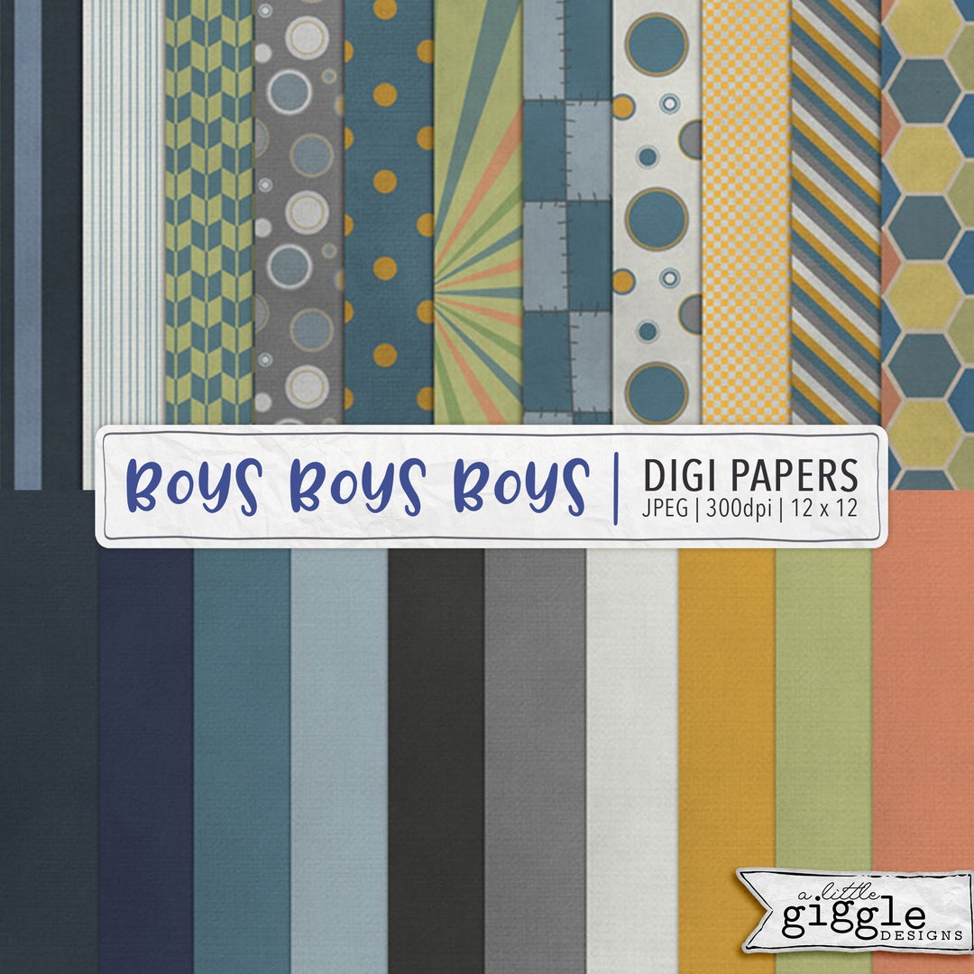 Papers | Digital Scrapbook | {boys Boys Boys} | 21 Papers | 12x12 ...
