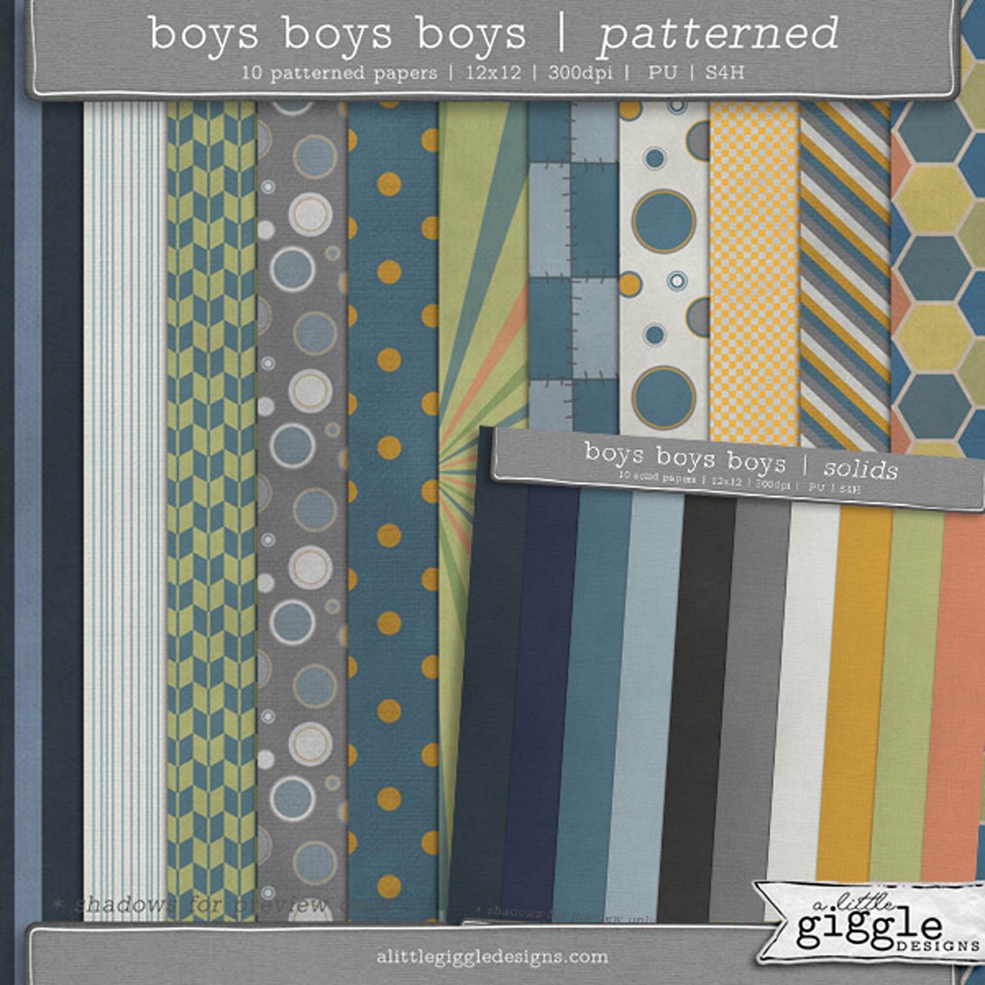 Digital Scrapbook Kit FULL Collection | {boys Boys Boys} | 50+ Elements ...