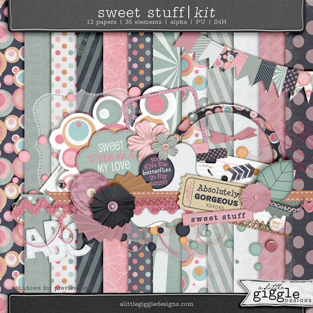 Digital Scrapbook Kit for Girls and Babies | {sweet Stuff} | 35 ...