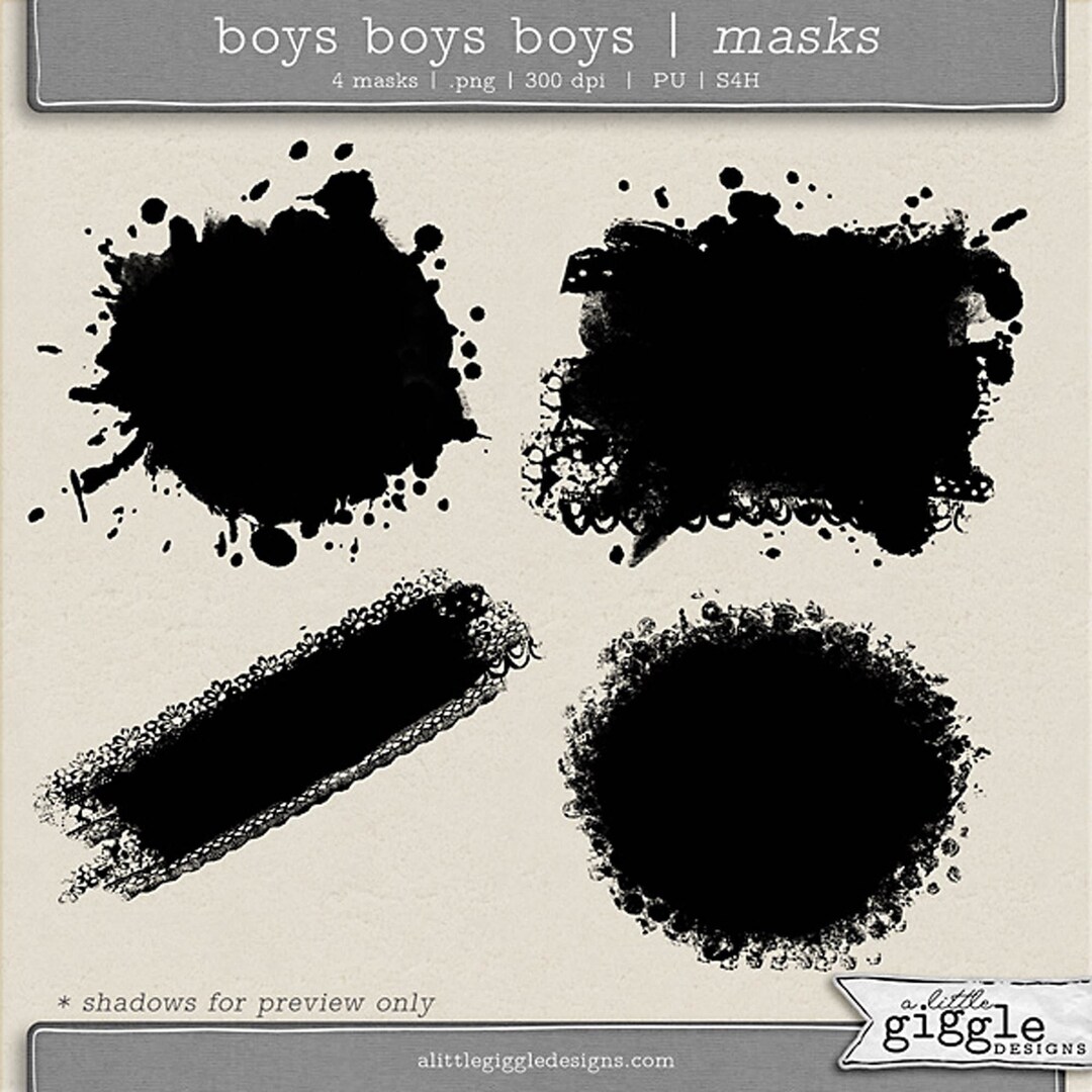 Photo Clipping Masks | Digital Scrapbook | {boys Boys Boys} | 4 Masks ...