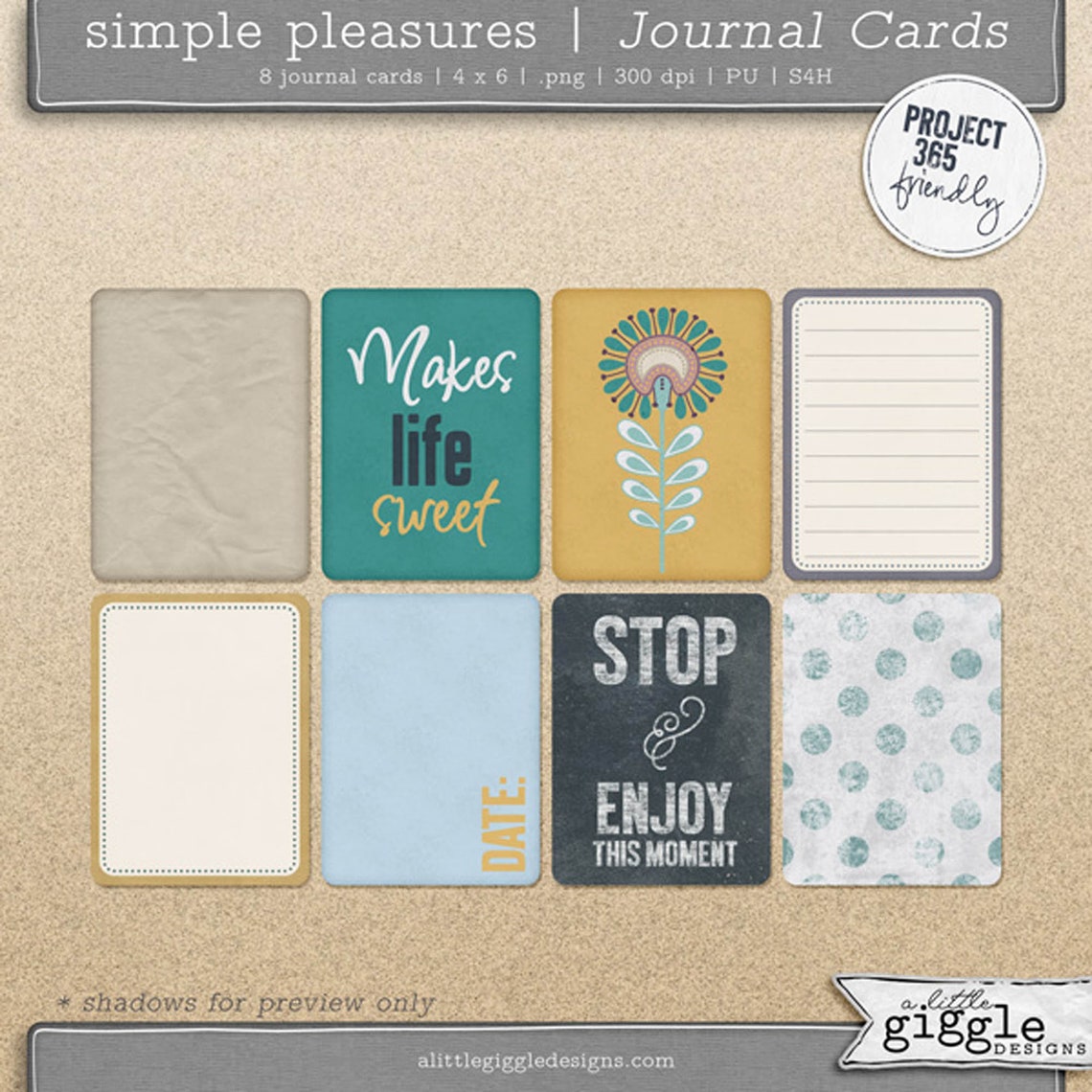 Digital Scrapbook Kit Collection | {simple Pleasures} | 55+ Elements ...
