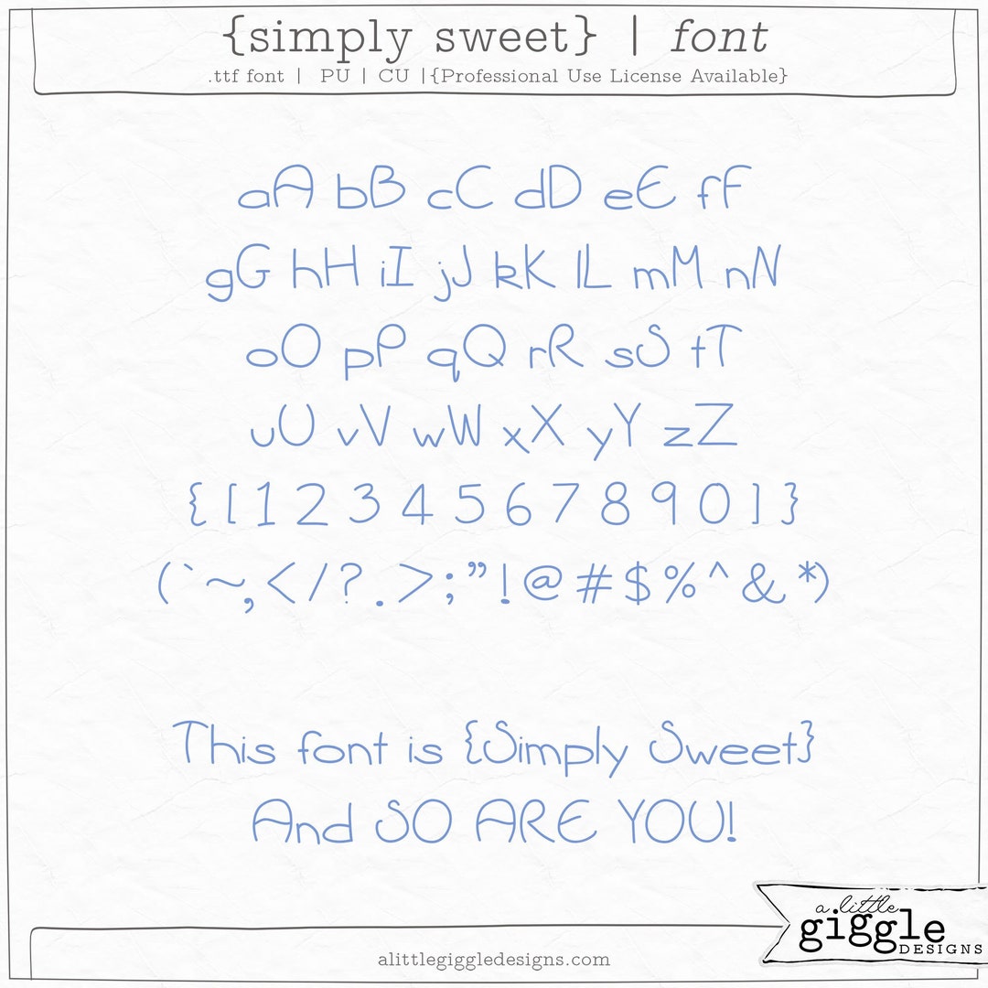 CU Font | {SIMPLY SWEET} | Hand Drawn | Personal and Commercial Use | A ...