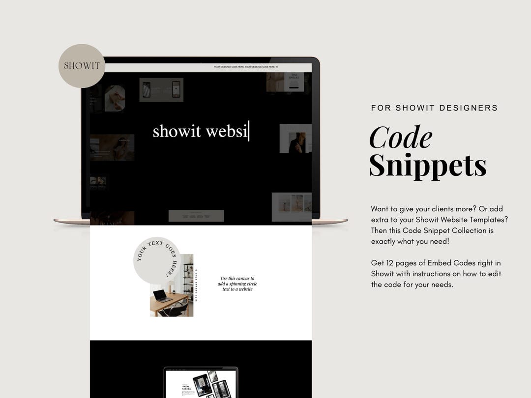 Showit Code Snippets: Embed Code Canvases (PDF) - Etsy
