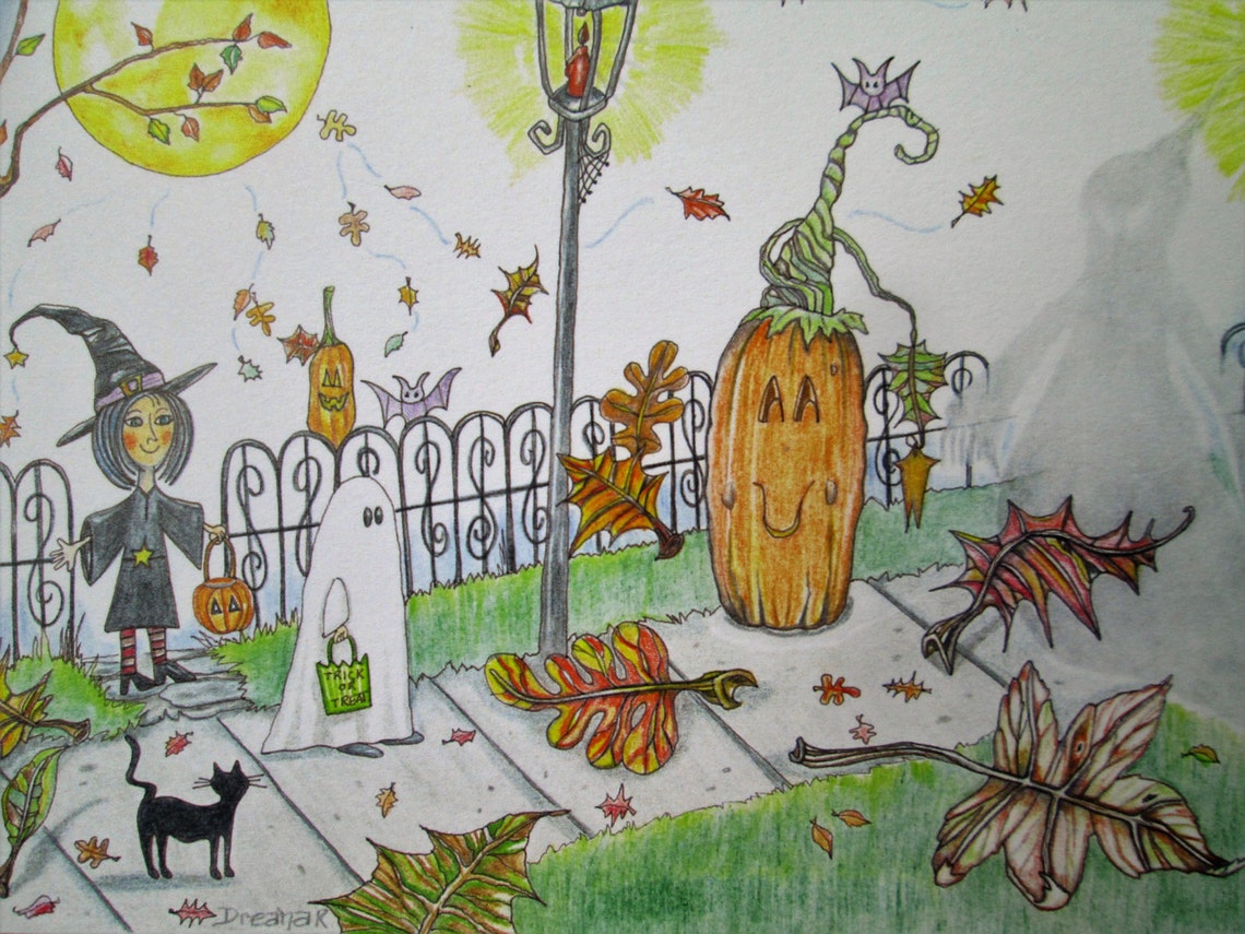 Halloween Trick or Treat Blank Note Card Halloween Greeting | Etsy