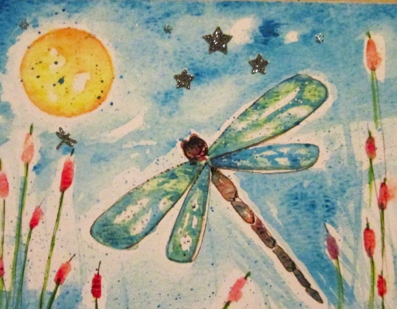 Dragonfly Note Card Dragonfly Greeting Card Stationery Note - Etsy