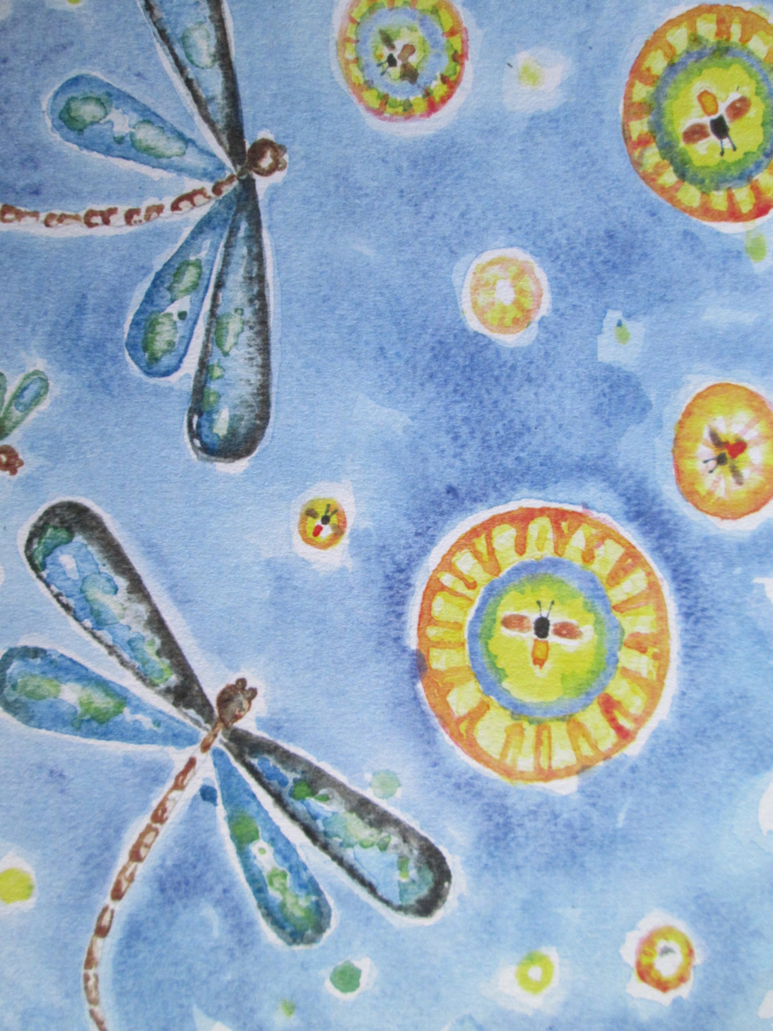 Dragonfly Watercolor Painting Dragonfly Art Fire Flies | Etsy