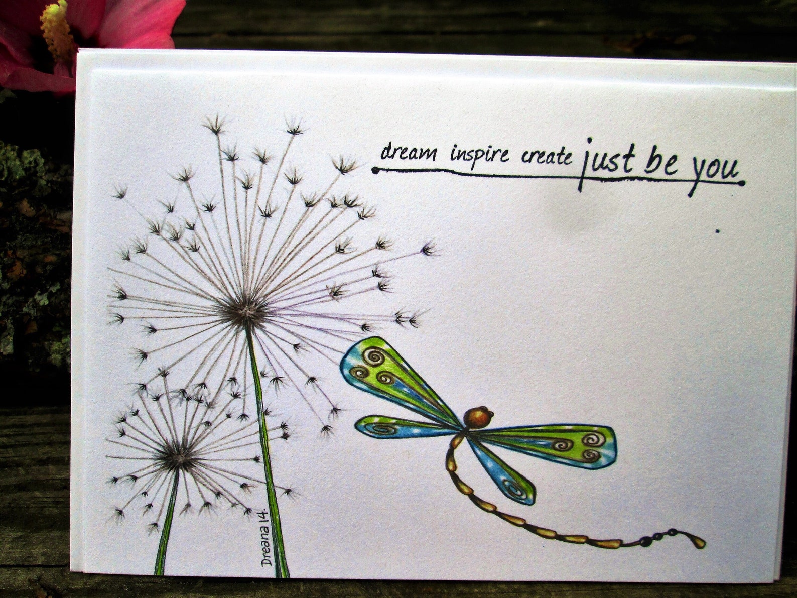 Dragonfly Greeting Cards Inspirational Cards Dandelion - Etsy