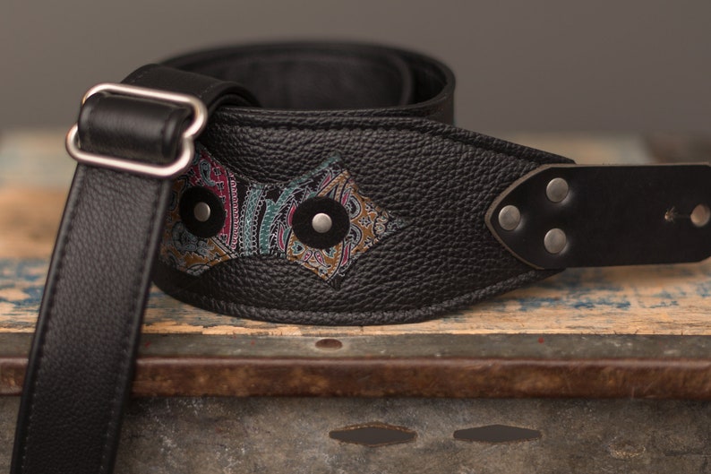 Leather Inlay Series 3 Black Paisley Leather Guitar - Etsy