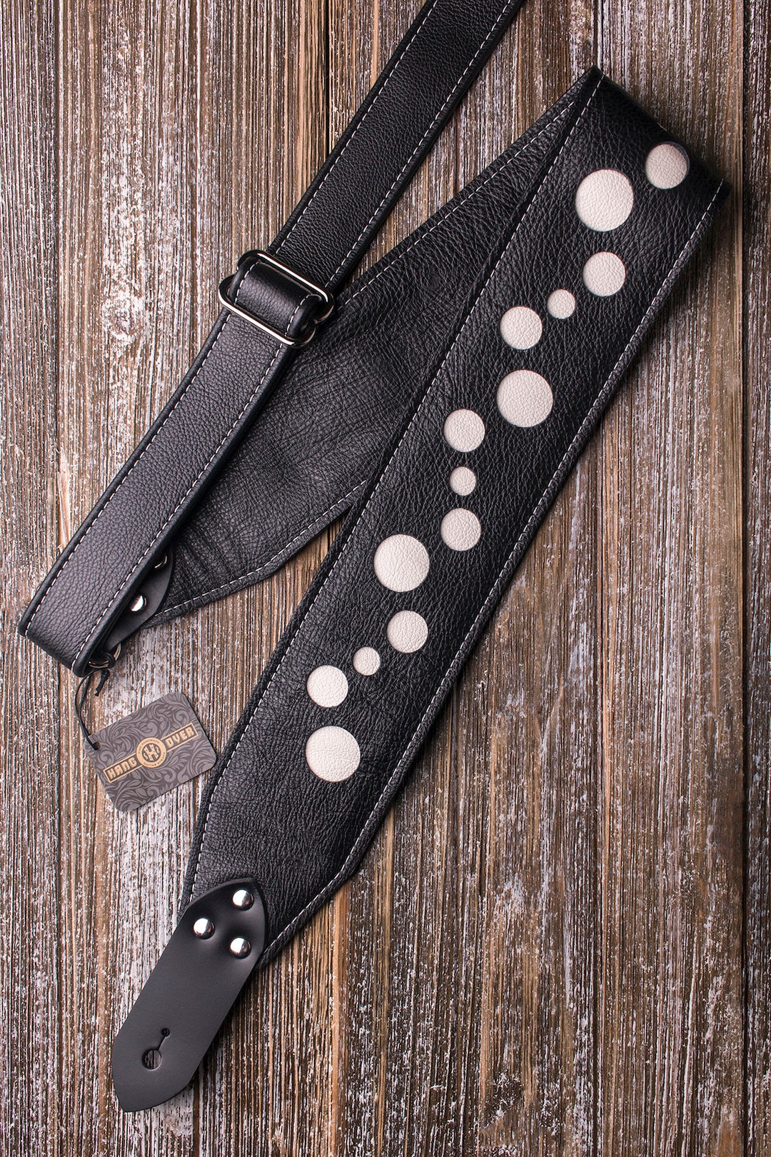 Leather Inlay Series 3" Black/white Leather Guitar Strap - Etsy
