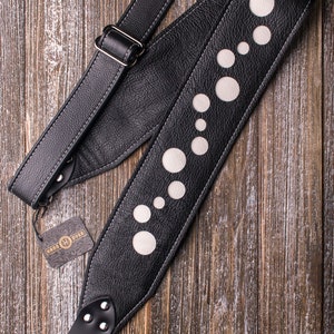 Leather Inlay Series 3" Black/white Leather Guitar Strap - Etsy