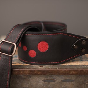 Leather Inlay Series 3" Black/red Leather Guitar Strap - Etsy