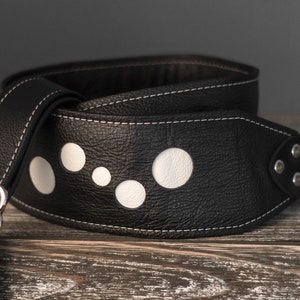 Leather Inlay Series 3" Black/white Leather Guitar Strap - Etsy