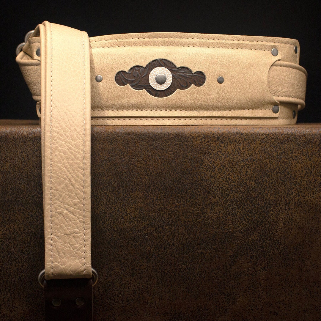 Shoulder Pad Series 1.5" Buff/brown Inlay Leather Guitar Strap - Etsy