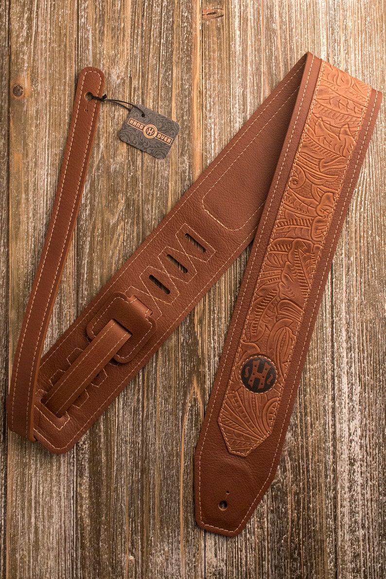 Ladder Back Series 3" Saddle Brown Leather Guitar Strap - Etsy