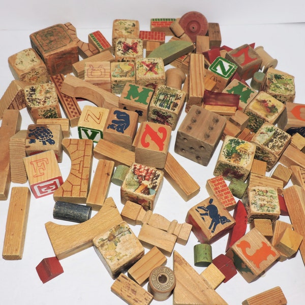 Antique Wooden Building Blocks - Etsy