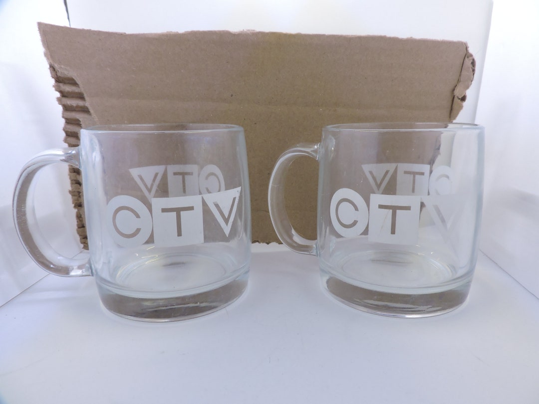 Lot of 2 Vintage CTV Glass Mugs - Etsy