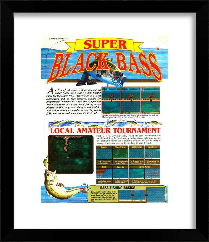 Super Black Bass Fishing 1993 SNES Vintage Video Game Ad Feature - Etsy