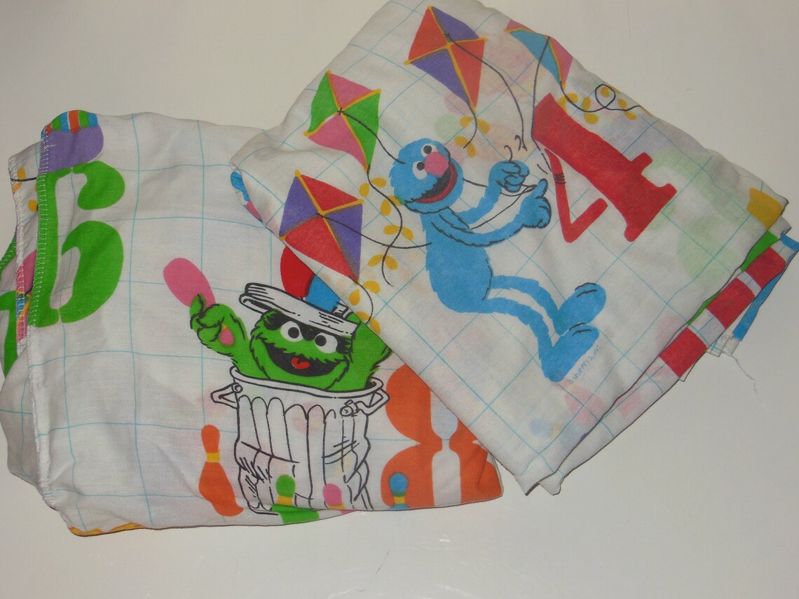 Lot of Sesame Street '90s Twin Size Fabric Bed Sheets & - Etsy