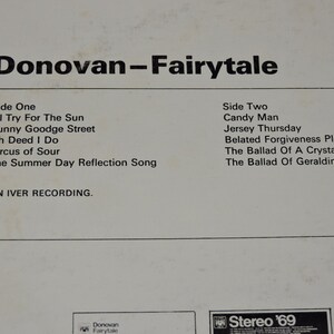 1969 Donovan - Fairytale - Folk Rock Music 12" Vintage Album Vinyl ...