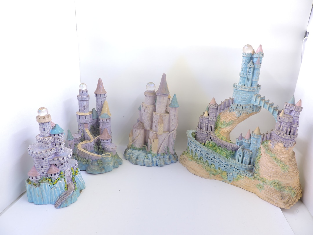 Lot of 4 Spoontiques Resin Castles With Crystal Balls - 1980s Prism ...