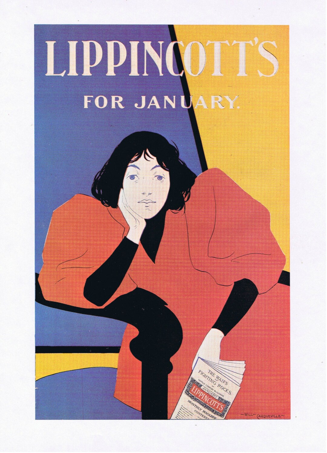 1970s Print of 1895 Poster for Lippincott's by Will Carqueville - Etsy