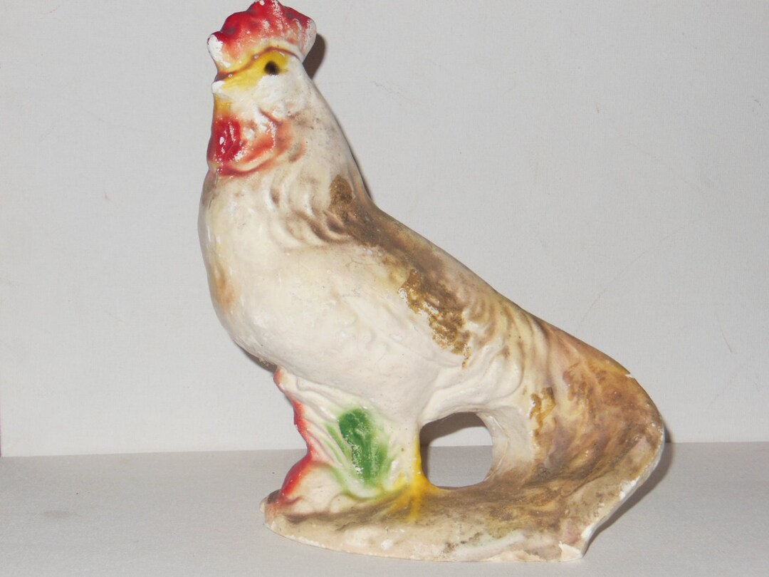 Vintage Chalkware Rooster Chicken Figurine - Etsy